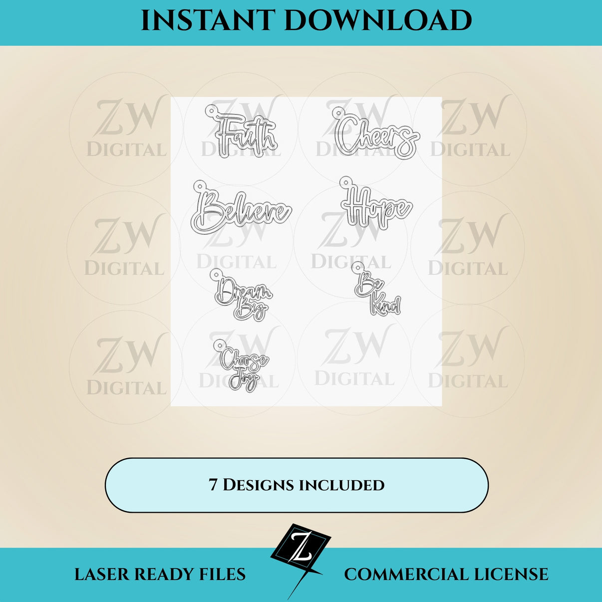 Inspirational Word Keychain Bundle - DIGITAL DOWNLOAD – Zig's Woodshed